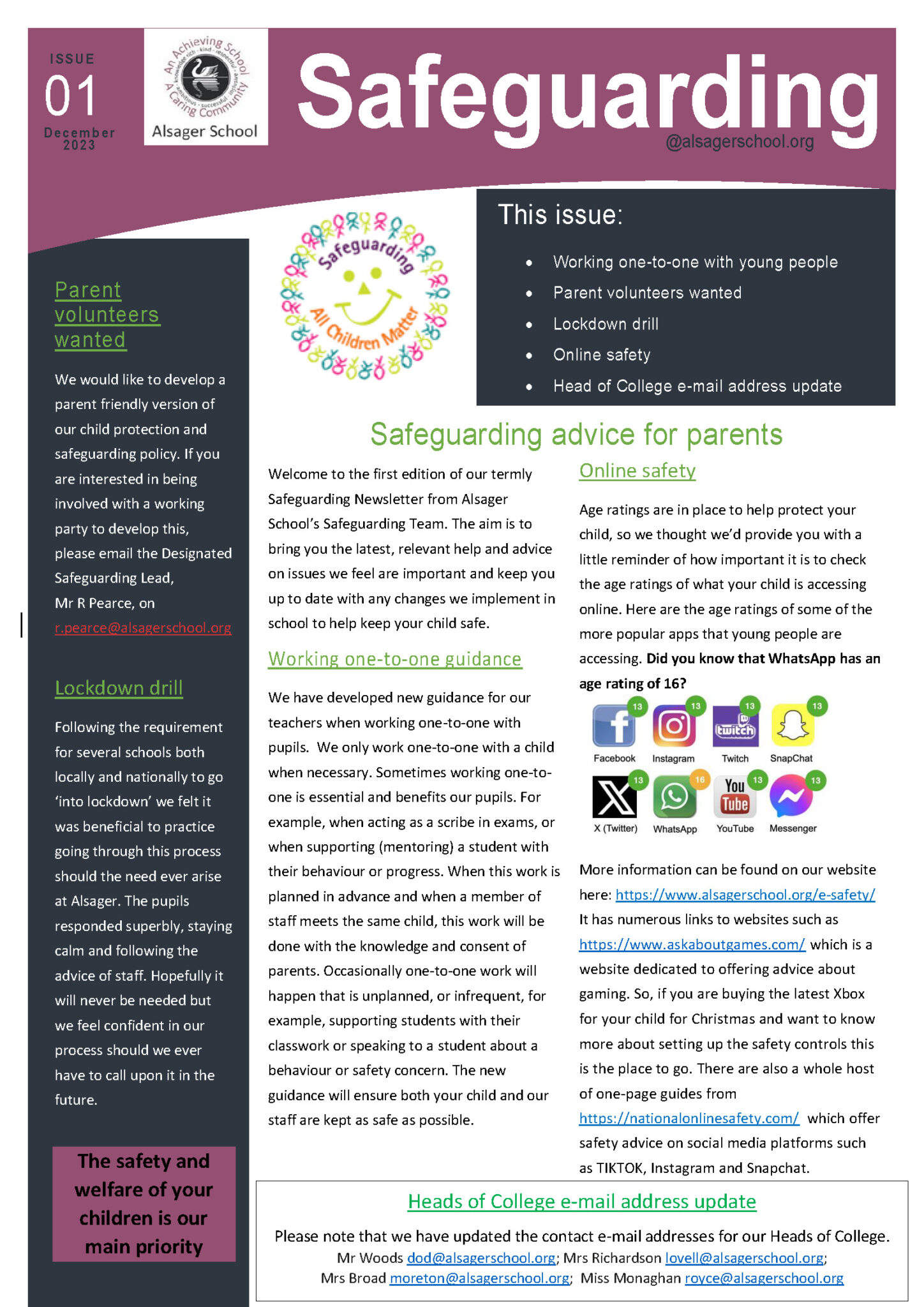 Safeguarding Newsletter – Alsager School